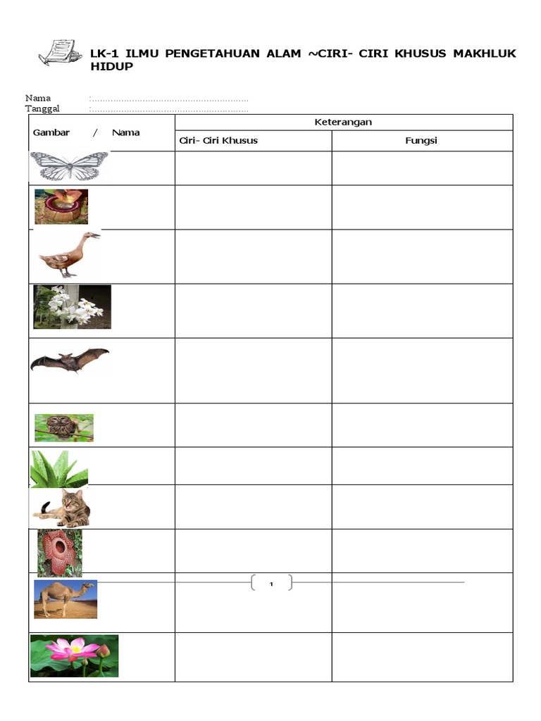 LK Ciri - Ciri Khusus Makhluk Hidup | PDF