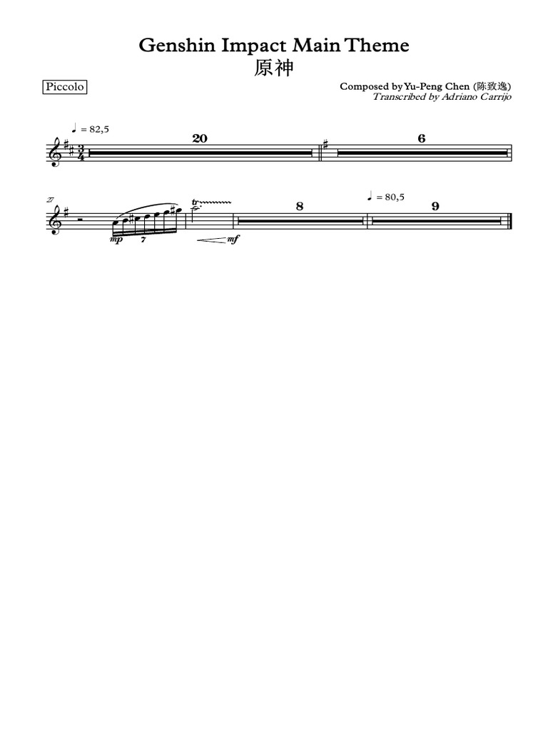 01 Main Theme - Piccolo | PDF