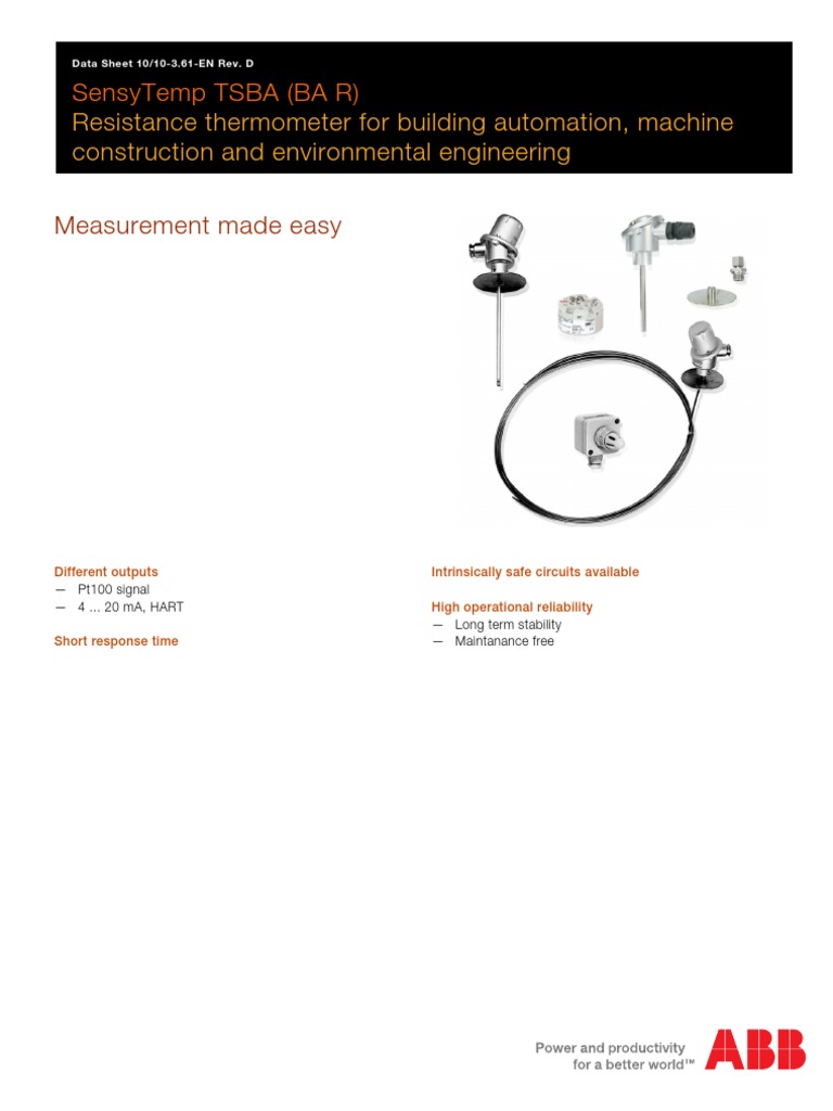 Air Temp Thermometer DataSheet - TSBA R-500 | PDF | Electrical Connector | Thermometer