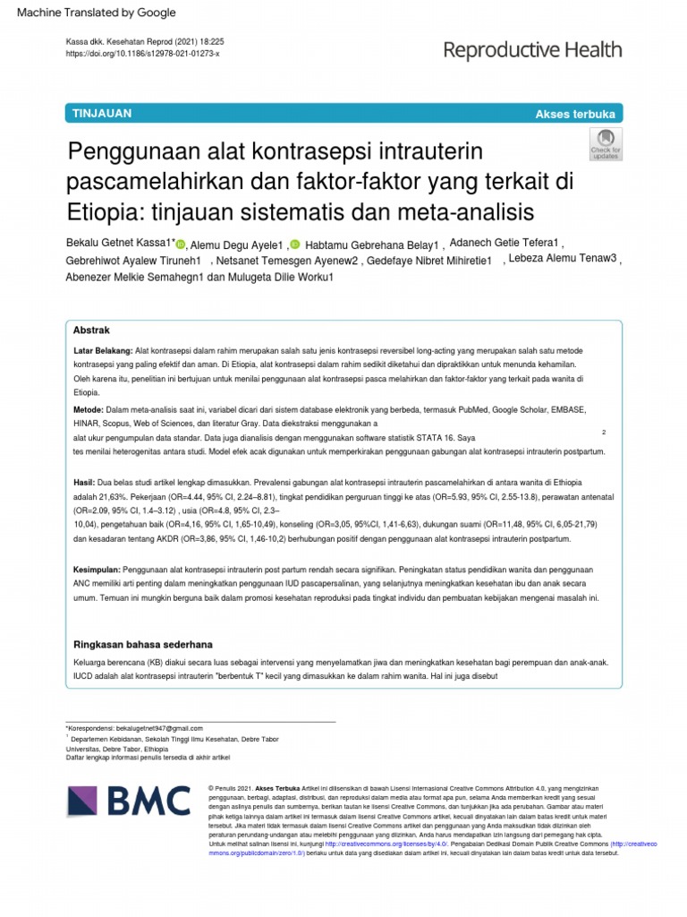 Terjemahan Penggunaan Alat Kontrasepsi Intrauterin | PDF | Pengembangan ...