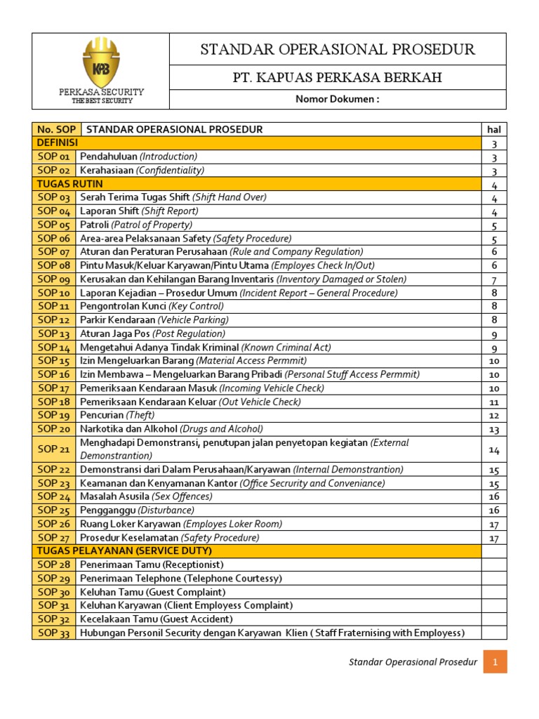 Standar Operasional Prosedur KPB | PDF