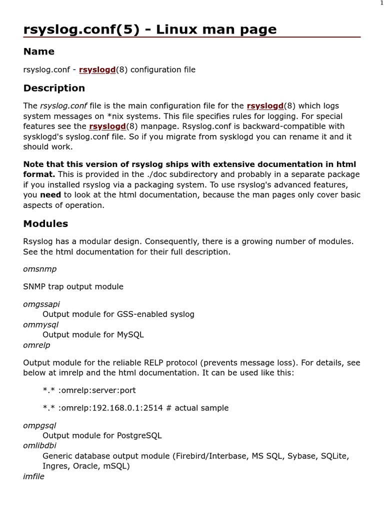 Rsyslog.conf Configuration Guide | PDF | Regular Expression ...