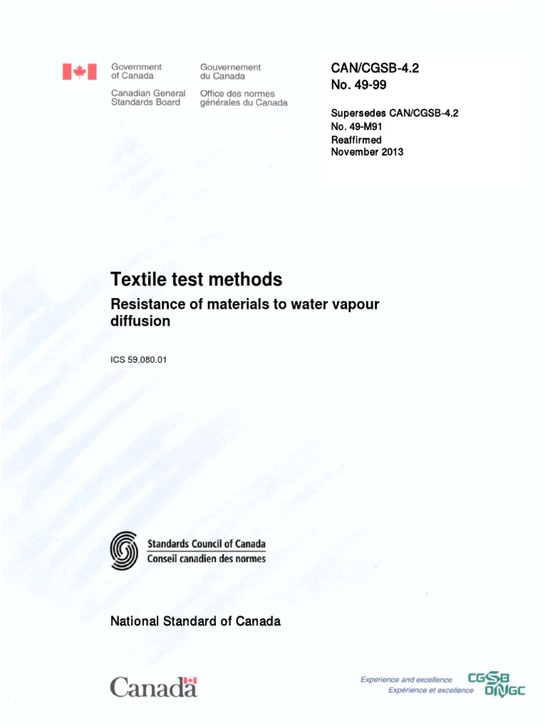 CAN-CGSB 4.2 No.49-99 | PDF | Standardization | Water Vapor