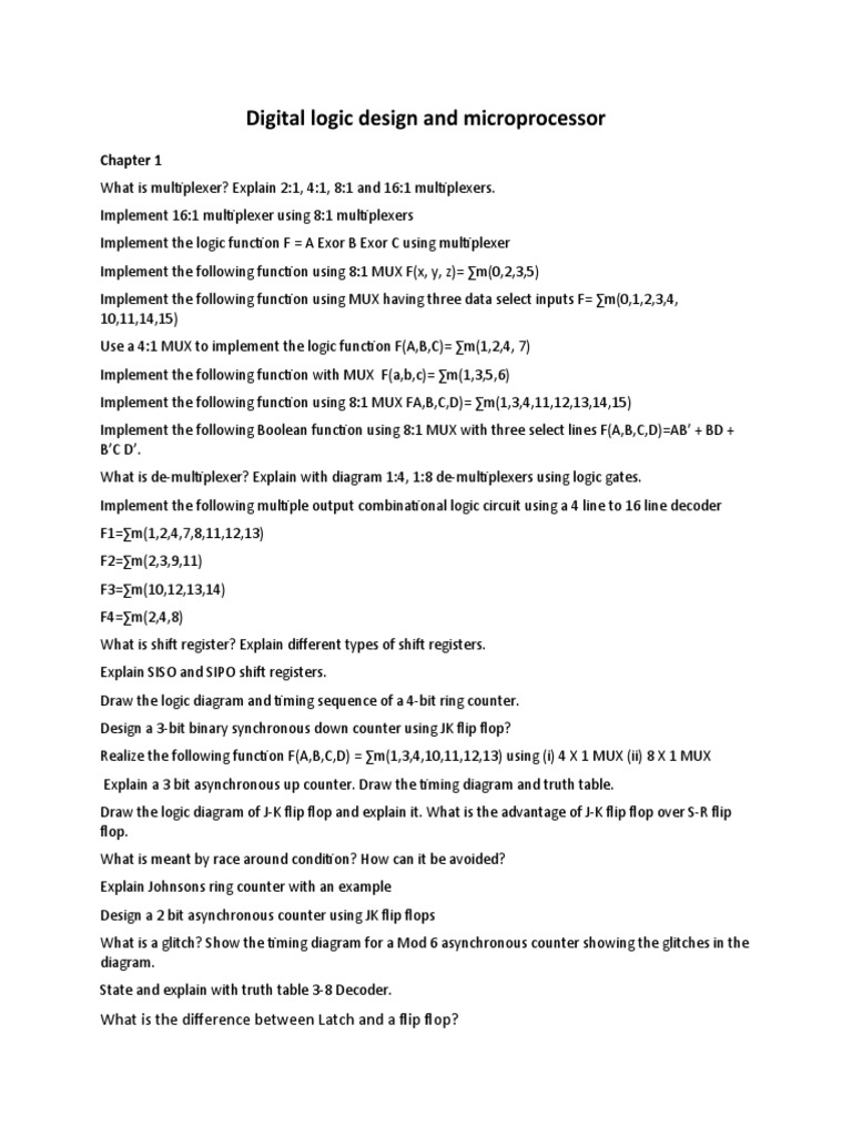 Digital Logic Design and Microprocessor 2 | Download Free PDF | Logic ...