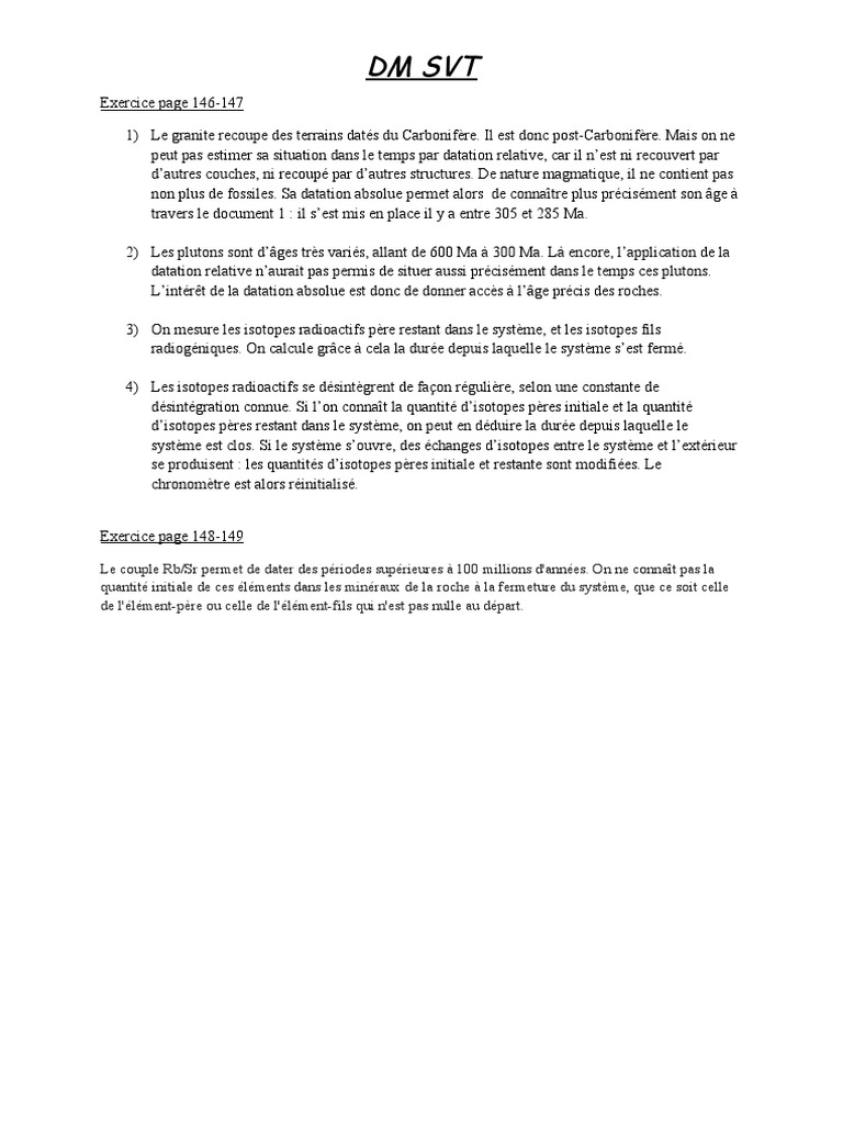 Datation Absolue en SVT Terminale | PDF | Sciences et mathématiques ...