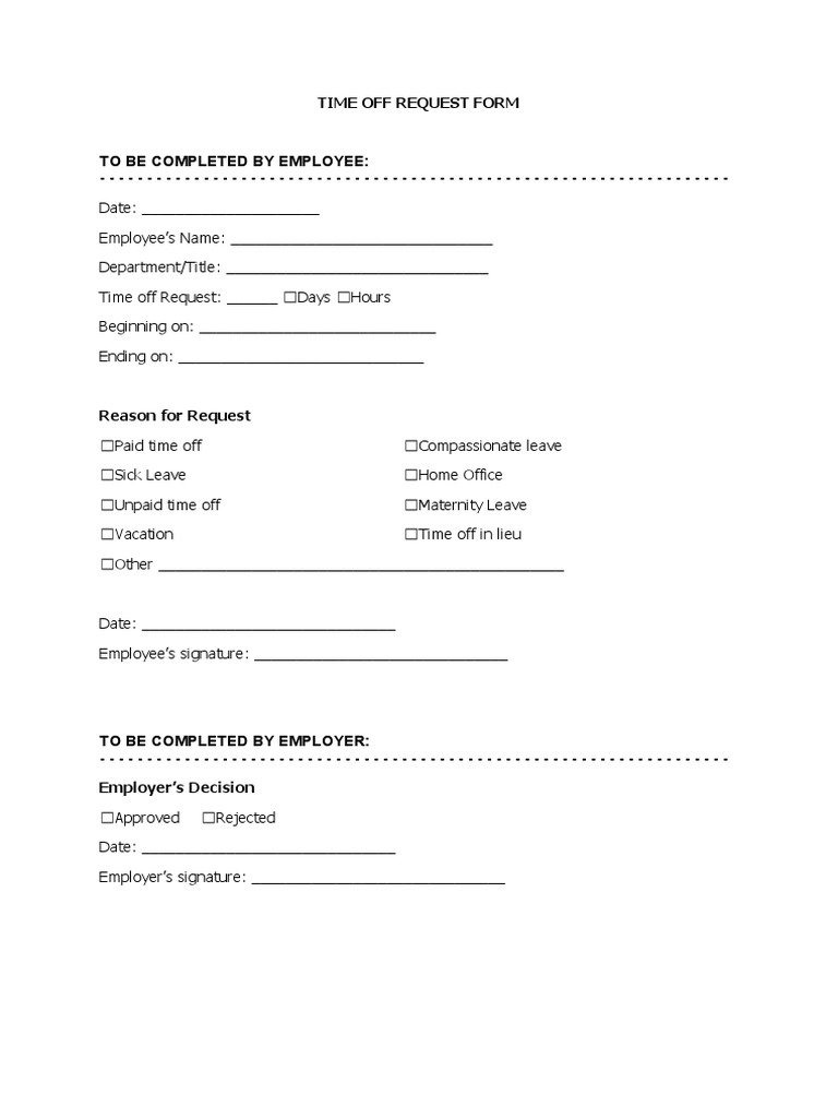 Time Off Request Form | PDF