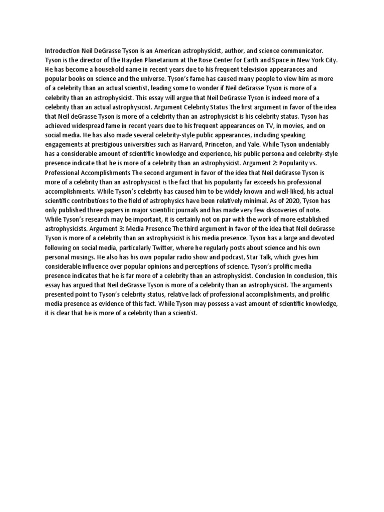 Neil deGrasse Tyson: Celebrity vs. Scientist | PDF | Astrophysics | Science