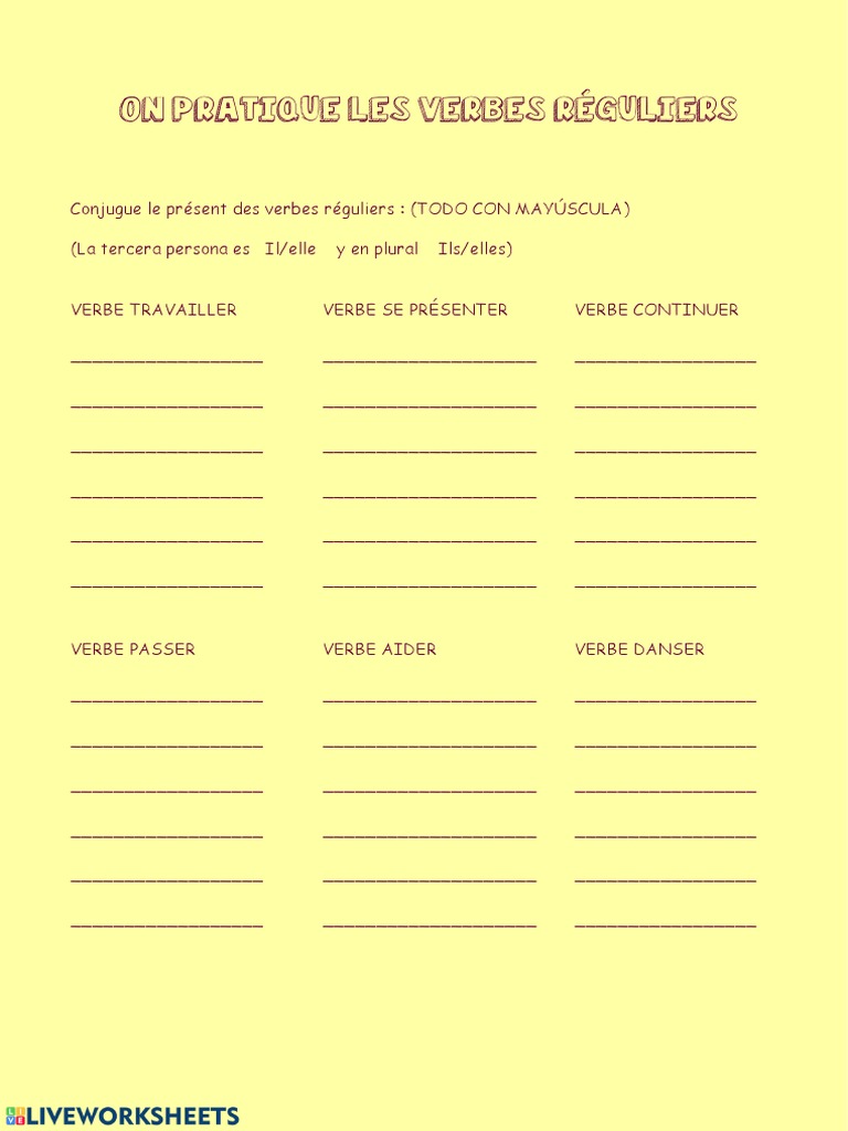 Pratique des verbes réguliers en français | PDF | Affaires