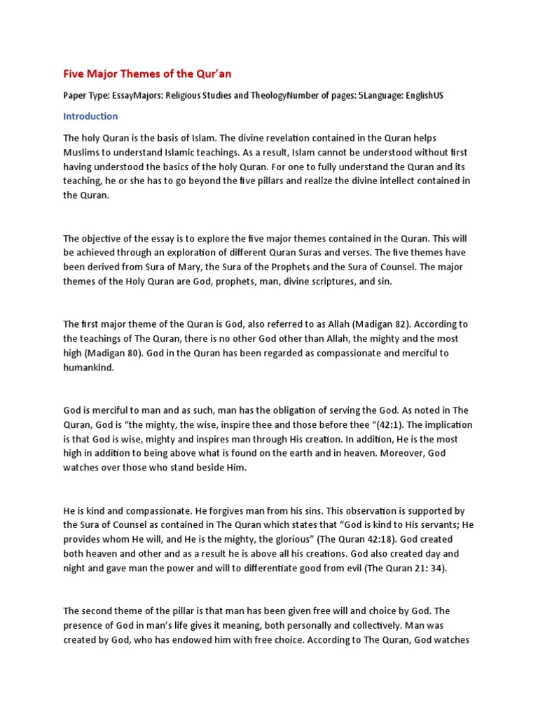 Five Major Themes of The Qur'an | PDF | Prophets And Messengers In ...