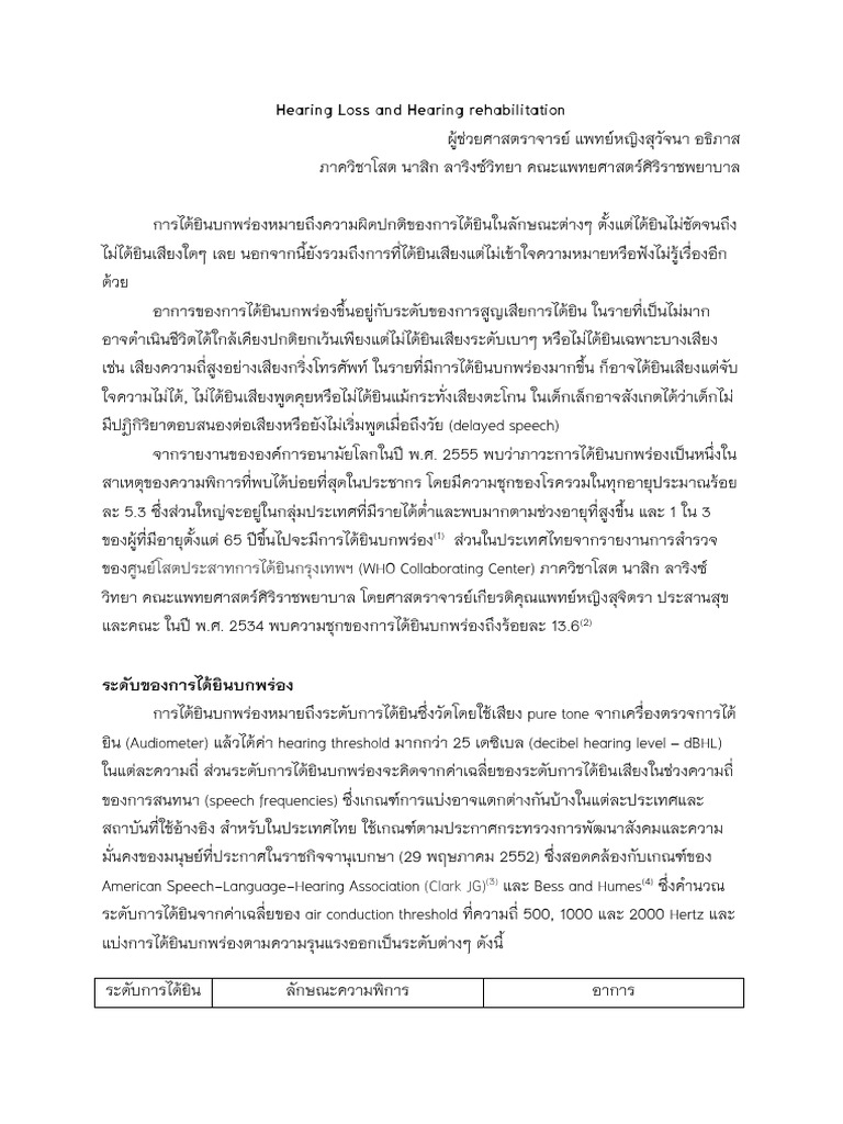 Hearing Loss and Hearing Rehabilitation | PDF