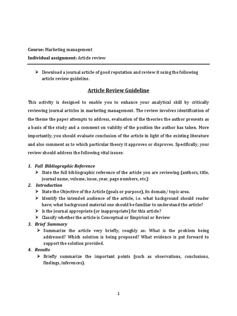 Article Review Guidelines for Marketing | PDF | Academic Journal | Theory