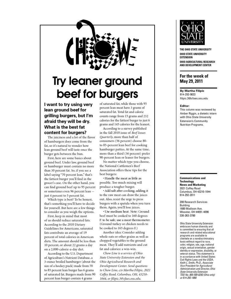 Chow Line Grilling Burgers | PDF | Hamburgers | Beef