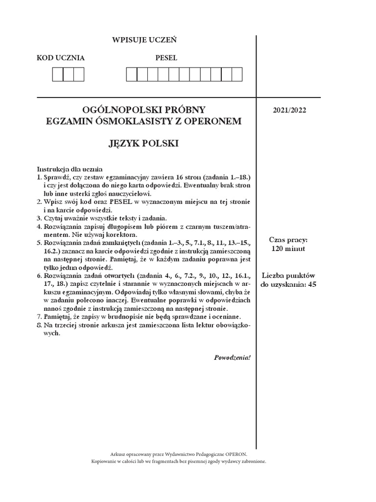 N7709 8kl Polski Arkusz GLOWNY | PDF