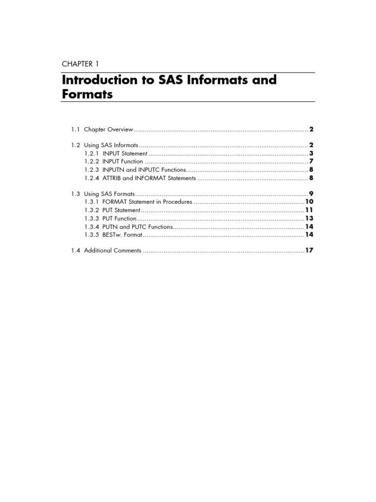 Sas Informats And Formats Pdf 