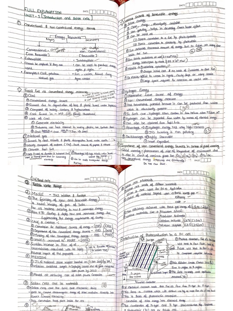 Renewable Energy Resources Unitwise Notes 1,2,3 | PDF