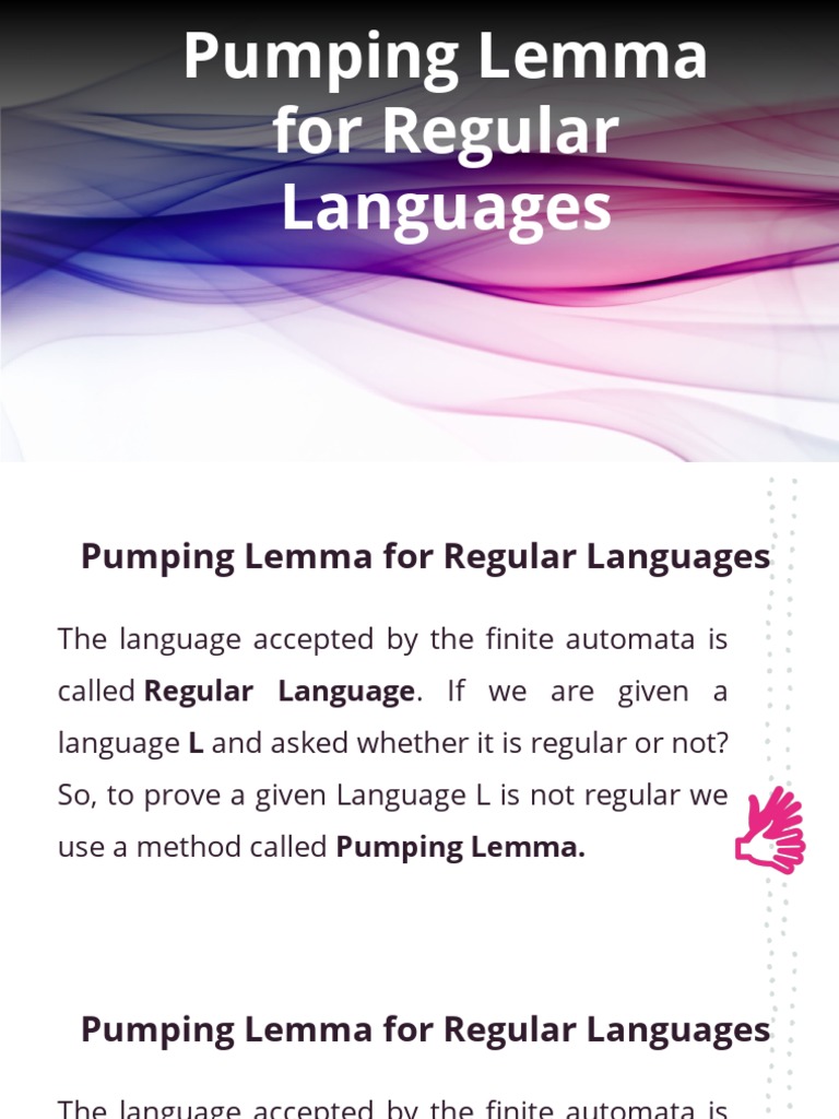 Pumping Lemma For Regular Languages | PDF | Syntax (Logic) | Grammar
