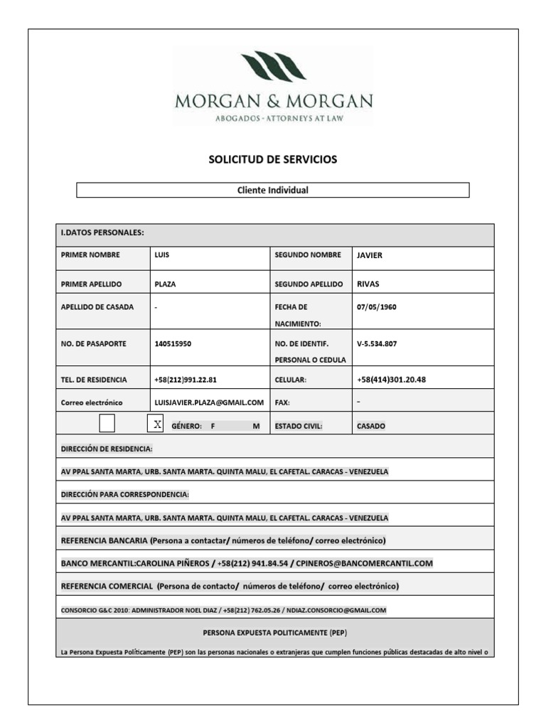 Formulario Cliente Individual (Persona Natural) Modificado Nov30 | PDF ...