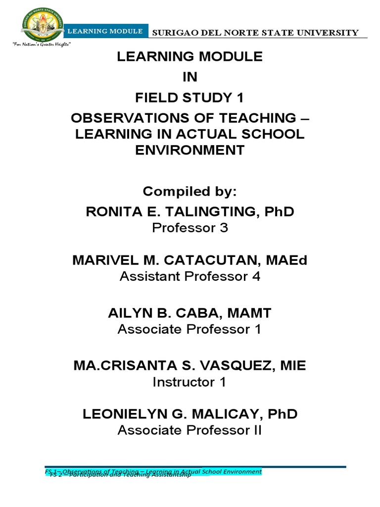 Fs 1 Module 1 9 Outline | PDF | Curriculum | Classroom Management