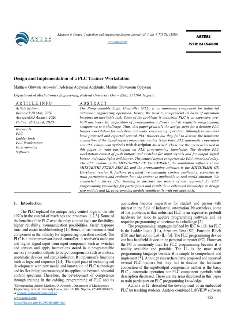 PLC Trainer Workstation Design Guide | PDF | Programmable Logic ...