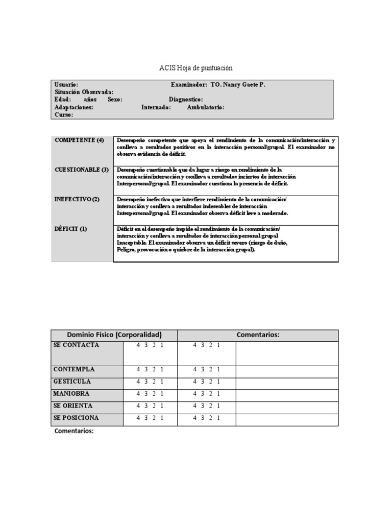 ACIS | PDF | Ciencias del comportamiento | Sicología