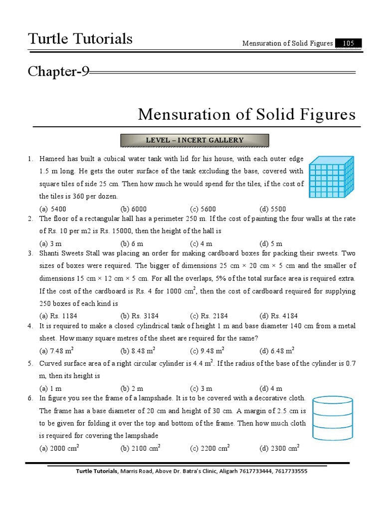 Mensuration of Solid Figures Exercises | PDF | Sphere | Volume