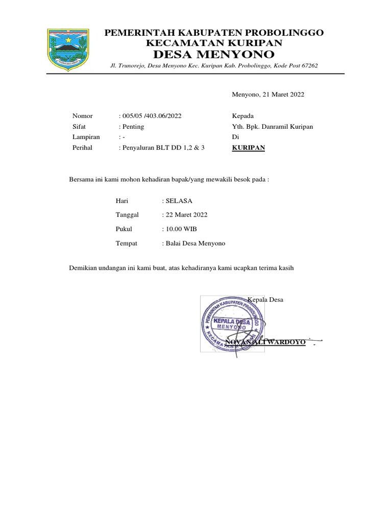 Menyono Undangan Danramil | PDF