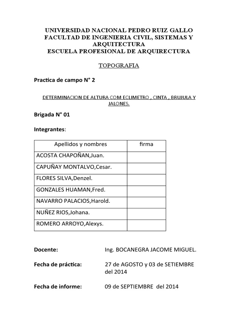 Informe Topo Ii | PDF | Topografía | Medición