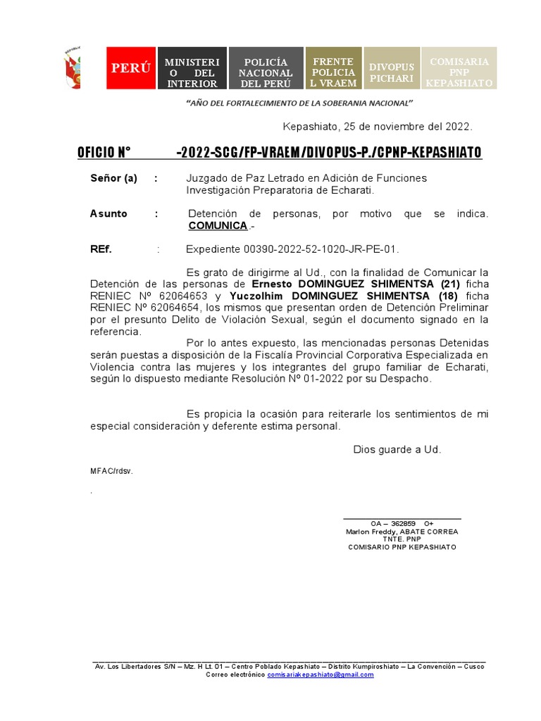 OFICIO JUZGADO DE PAZ LETRADO (Autoguardado) | PDF | Crímenes | Crimen ... OFICIO JUZGADO DE PAZ LETRADO (Autoguardado) | PDF | Crímenes | Crimen ...
