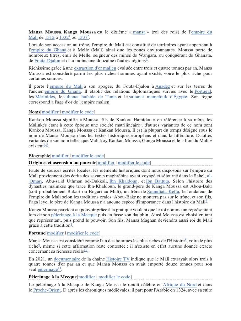 HISTORIQUE DE Mansa Moussa | PDF