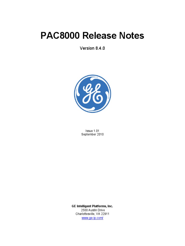 PAC8000 Release Notes 8.4.0 | PDF | Software Bug | User Interface