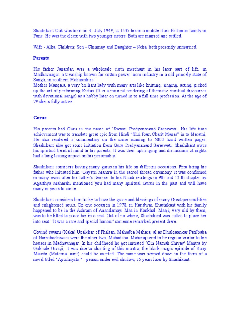 History of Shashikant Oak | PDF | Indian Religions | Sikhism