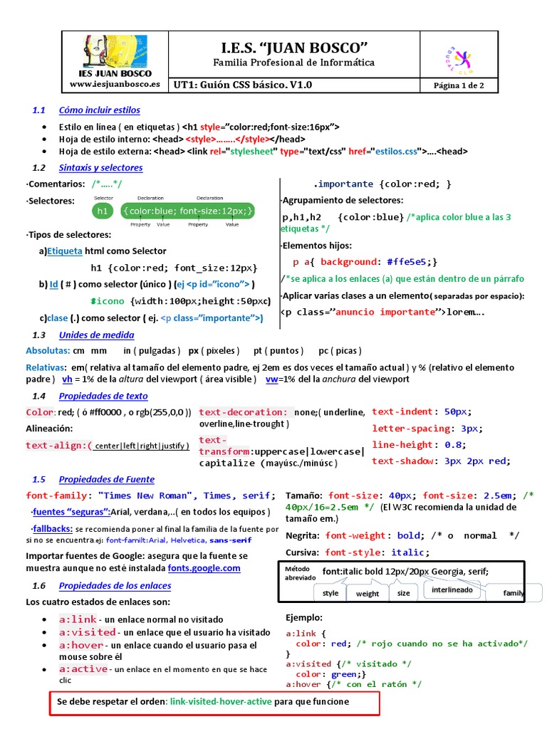 Guia CSS 1 | PDF | Diseño gráfico | Texto