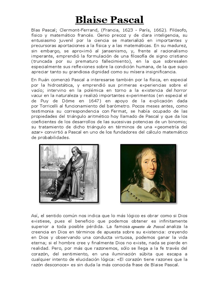 Biografía de Blaise Pascal | PDF | Filosofía