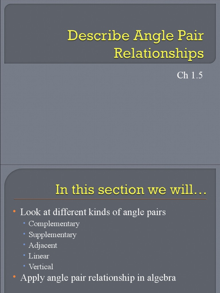 Understanding Angle Pairs in Geometry | PDF
