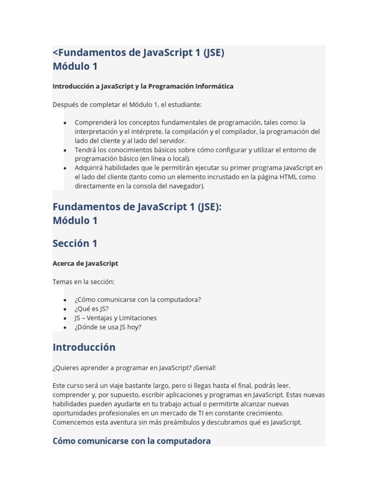 Fundamentos De Javascript Pdf Script Java Lenguaje De Programación 