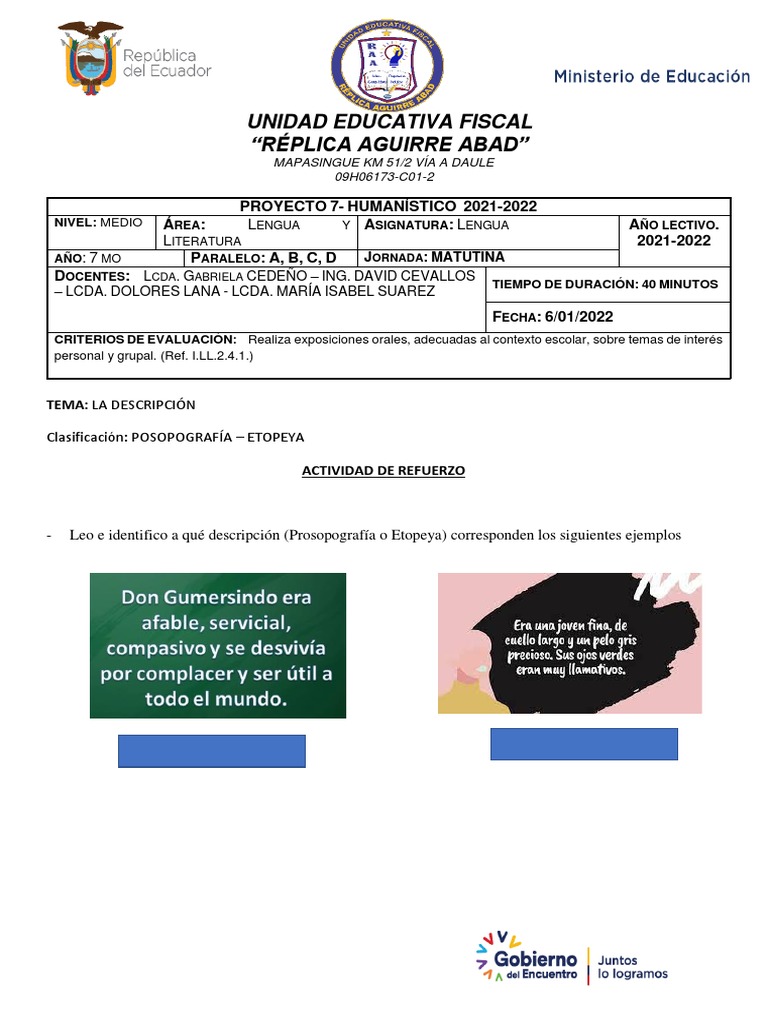 SEMANA 35-Lengua-7mo - Proyecto 7-Humanístico-Hora2da-REFUERZO | PDF