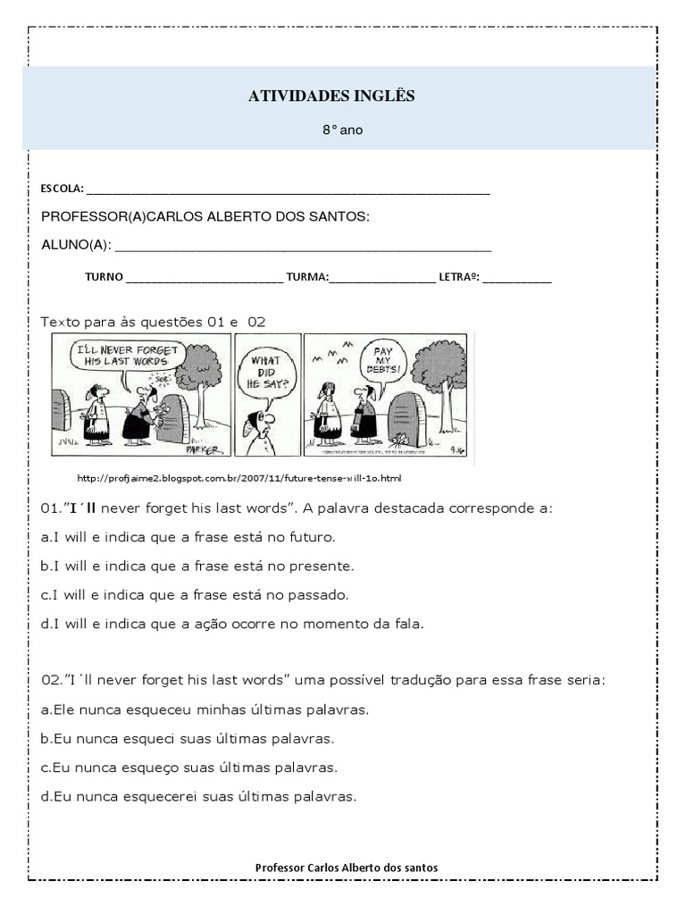 8ano Atividade | PDF