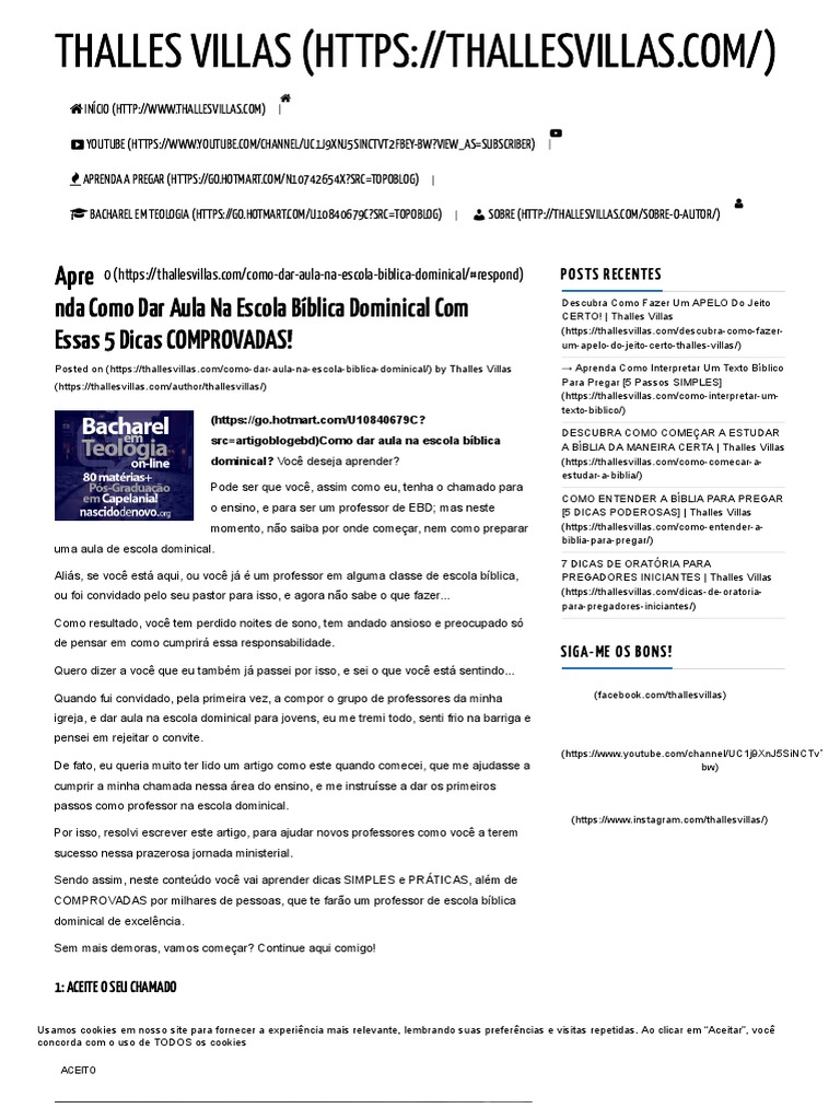 Aprenda Como Dar Aula Na Escola Bíblica Dominical Com Essas 5 Dicas COMPROVADAS! - Thalles ...