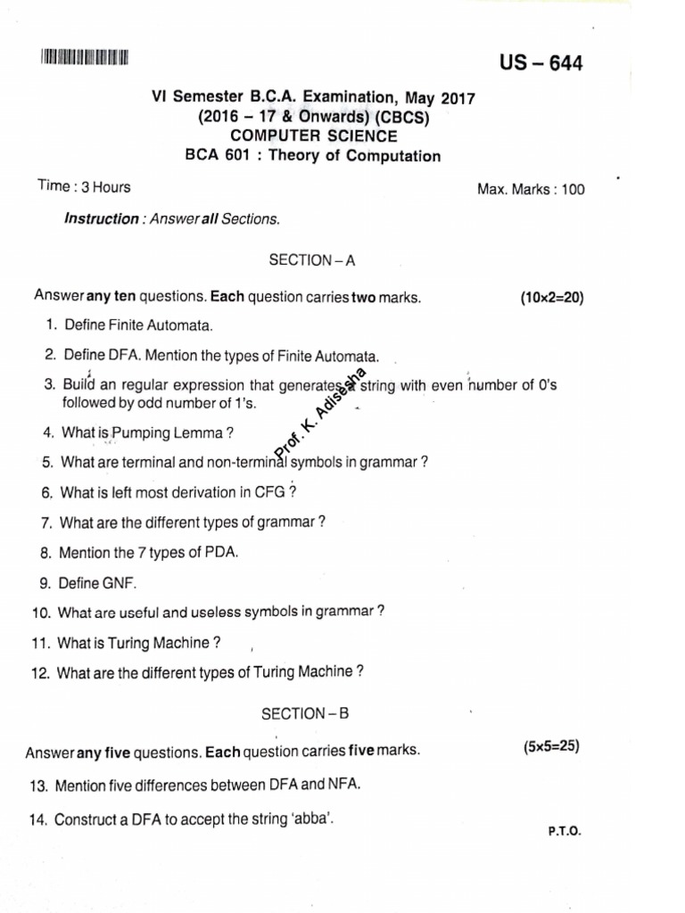 TOC Solutions Adi | PDF | String (Computer Science) | Models Of Computation