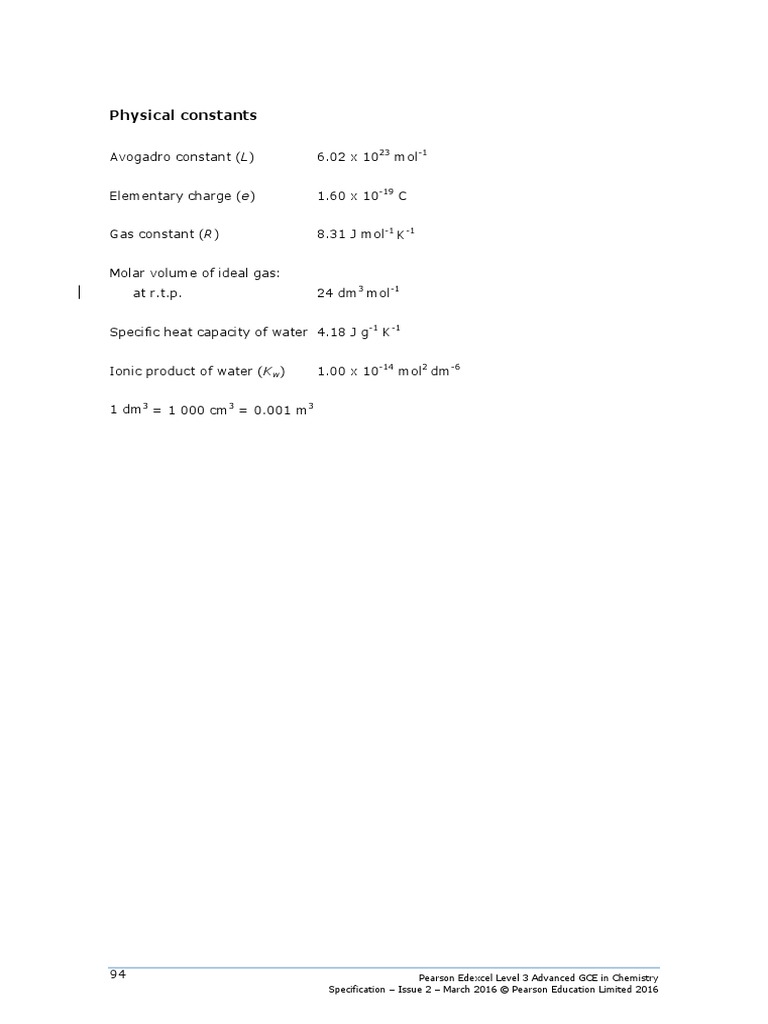 Edexcel Chemistry Data Sheet Alevel | PDF | Amine | Amide