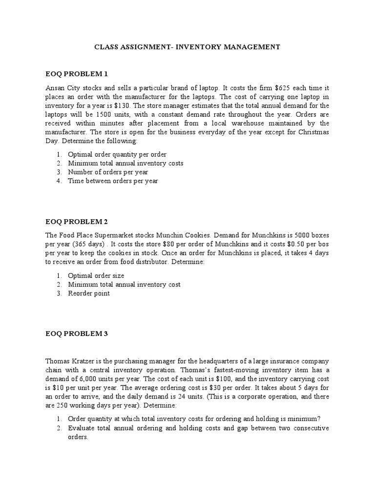 Optimizing Inventory Costs Through Economic Order Quantity Analysis | PDF
