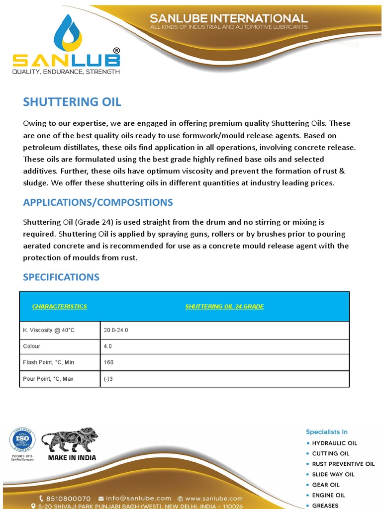 Shuttering Oil 22 | PDF