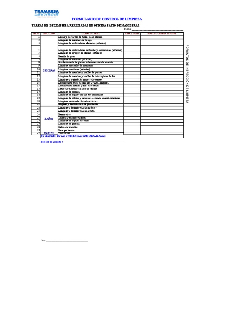 Check List de Limpieza | PDF Check List de Limpieza | PDF