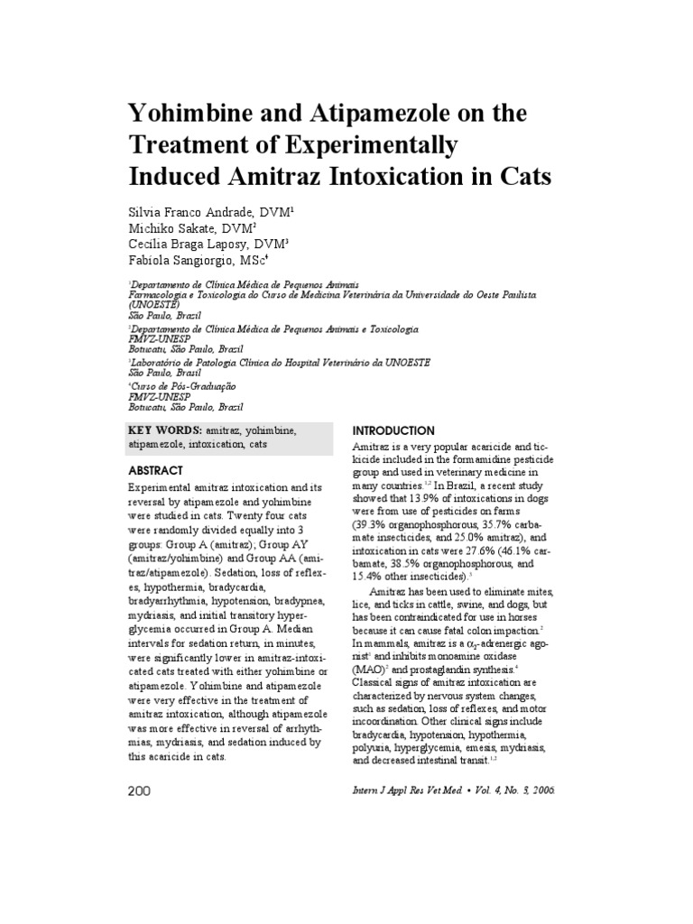 Yohimbine and Atipamezole On The Treatment of Experimentally Induced ...