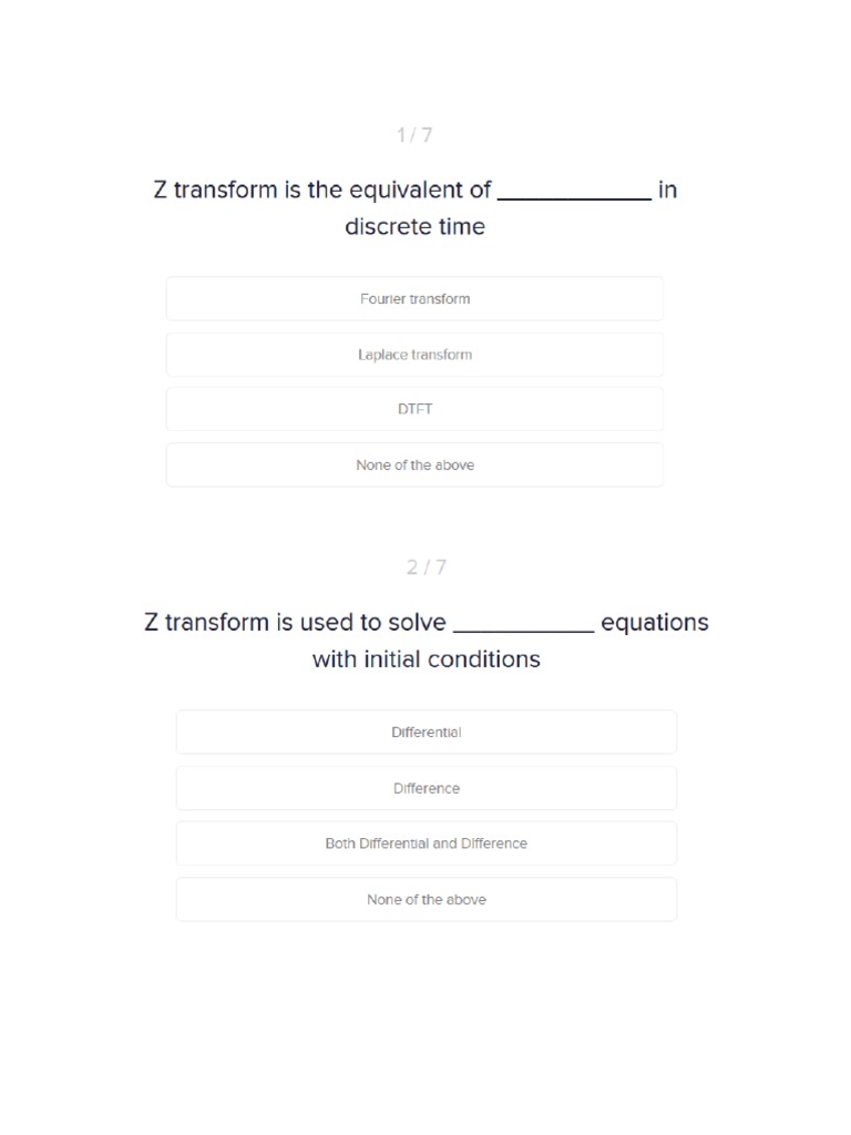 QUIZ - Z-Transform and Difference Equation | PDF
