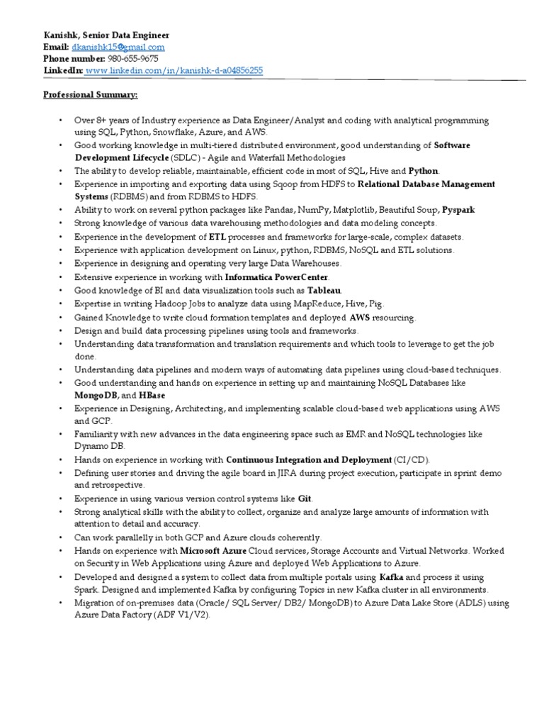 Kanishk Resume | PDF | Apache Spark | Microsoft Sql Server