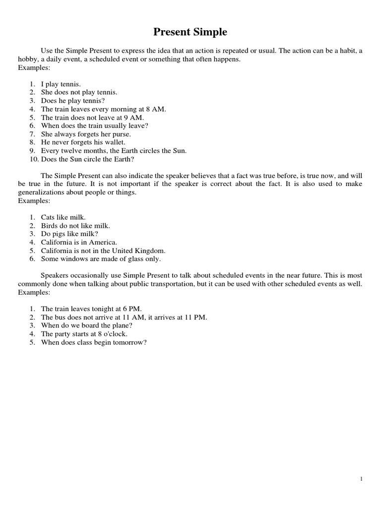 Present Simple | PDF