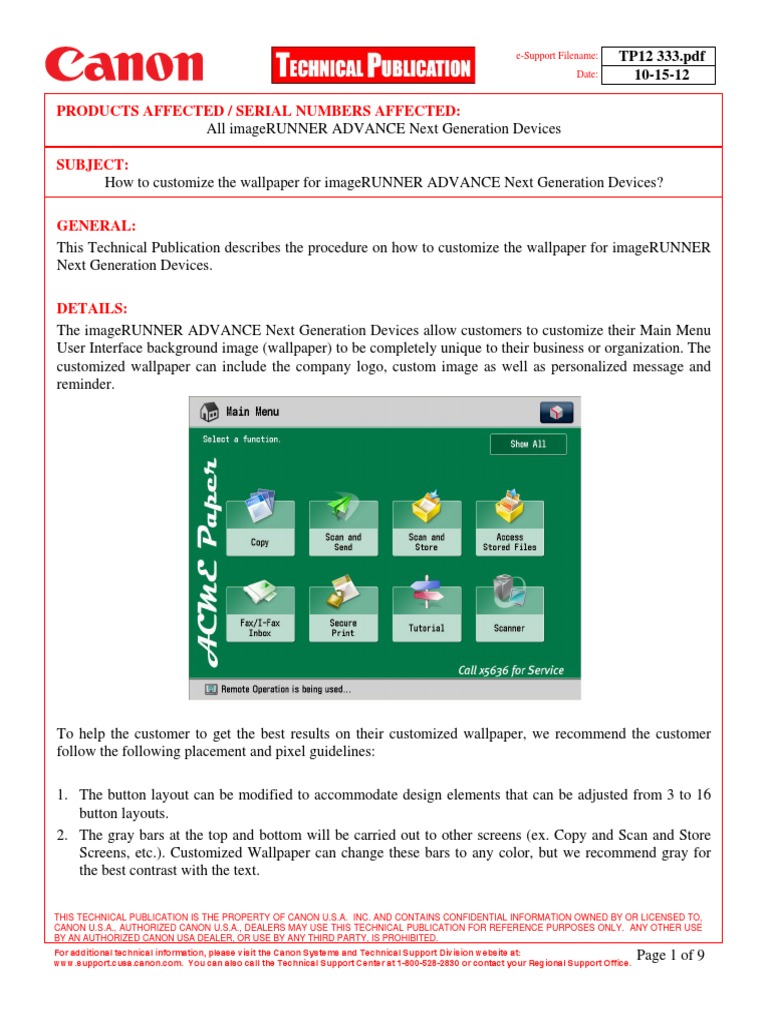 Custom Wallpaper Guide for Canon Devices | PDF | Graphical User ...