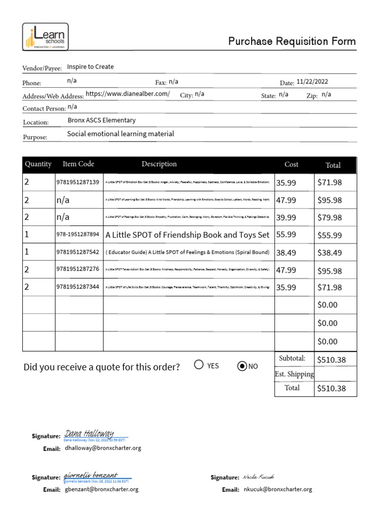 Book Purchase Requisition Form Part 1 - Signed 2 | PDF