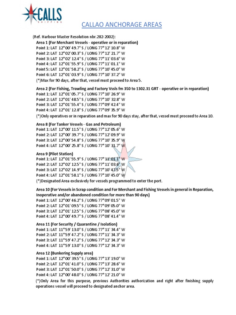Callao - Anchorage Areas | PDF | Transport | Freight Transport